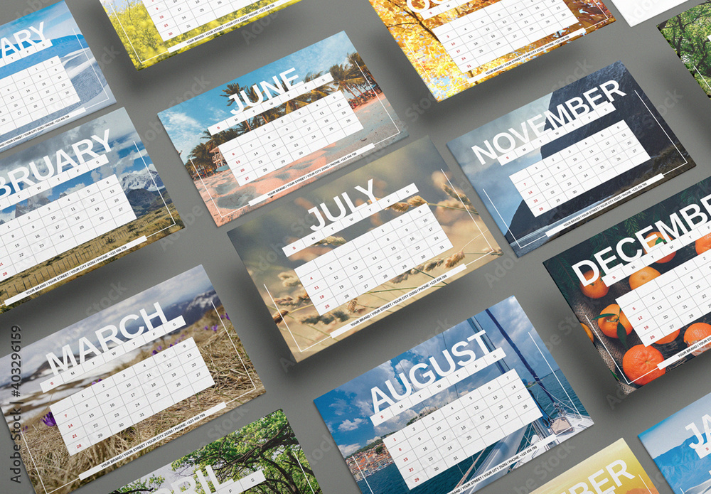 Nature Desk 2021 Calendar Layout Stock Template | Adobe Stock