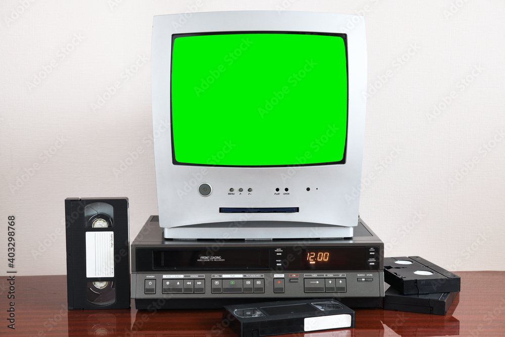 Old silver green screen TV for video and photos with built-in DVD ...