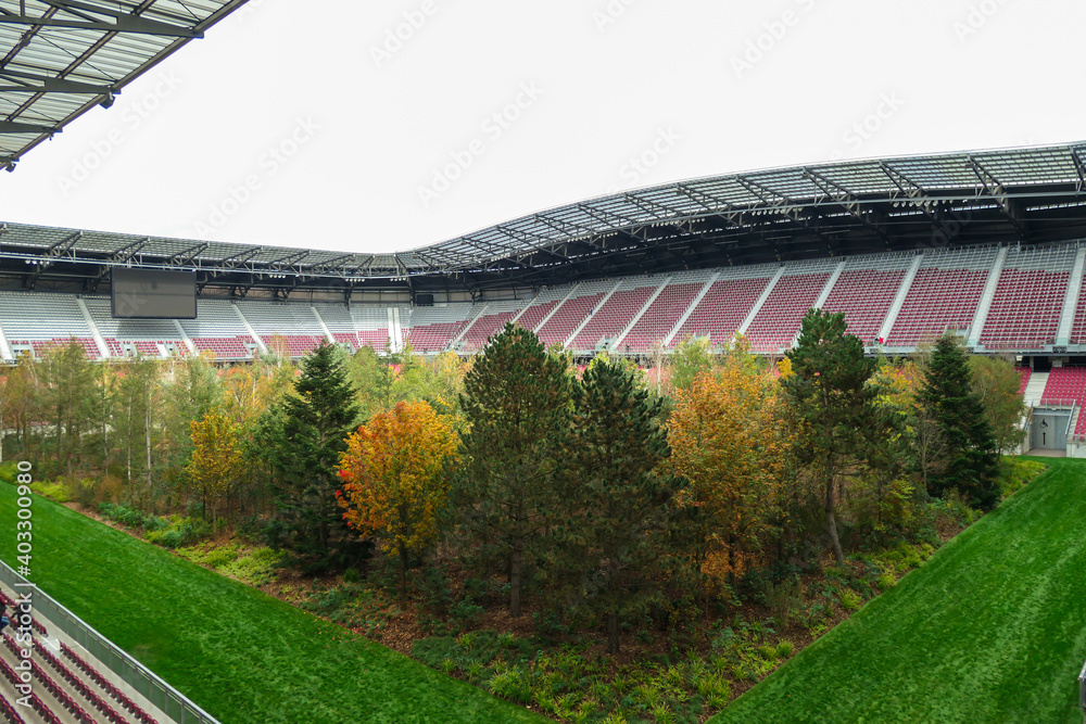 A forest planted in the middle of the football stadium in Klagenfurt ...