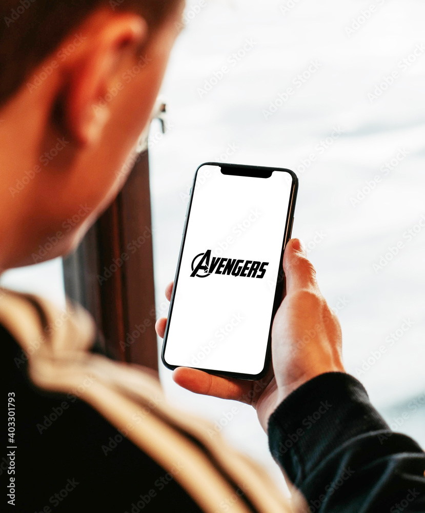 the avengers on glossy realistic texture Stock Photo | Adobe Stock