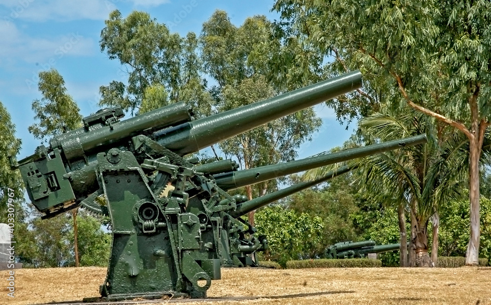 Ruins of big guns on the island of Corregidor, Philippines, from World ...
