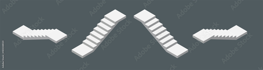 Isometric vector illustration modern concrete staircases for exterior ...