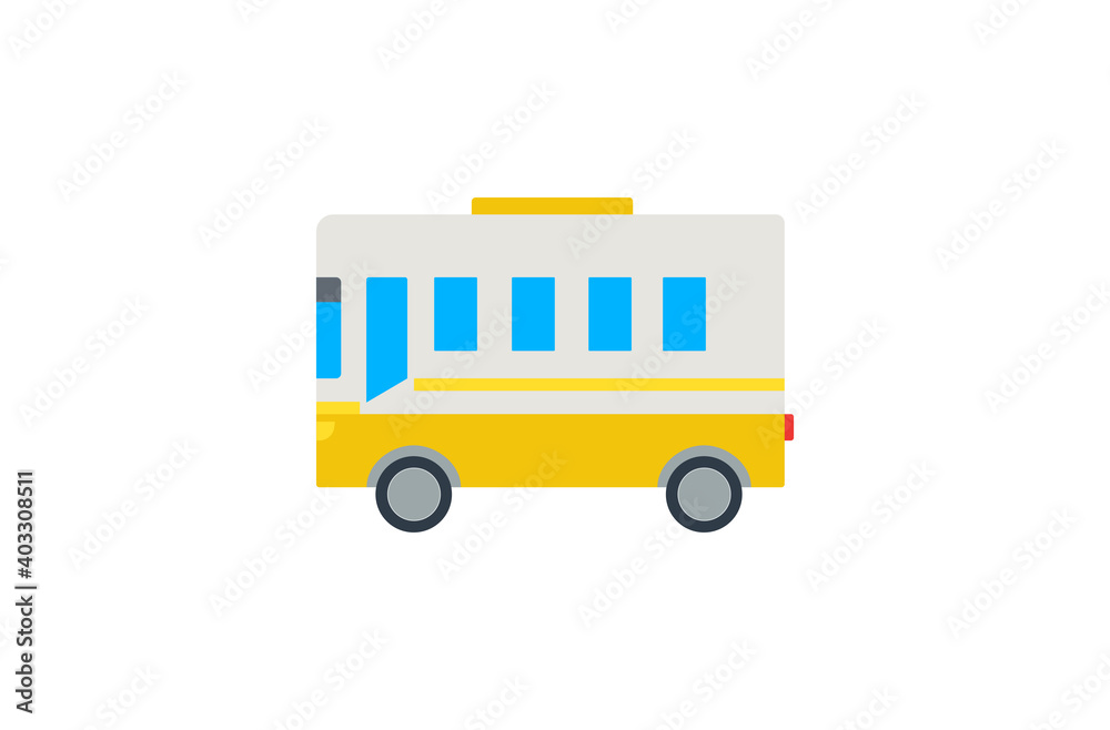 School bus vector flat icon. Isolated city transport, public ...