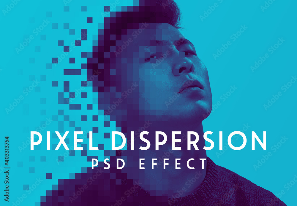 Pixel Dispersion Effect Mockup Stock Template | Adobe Stock