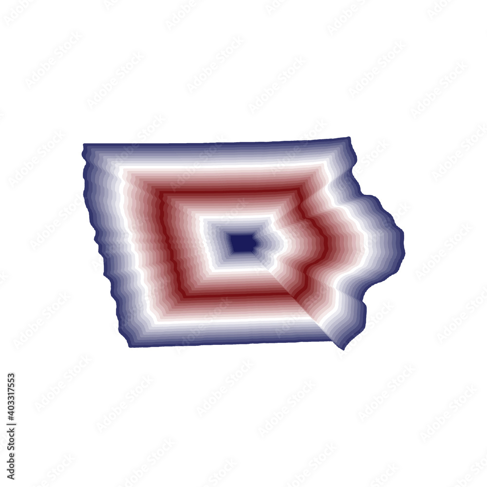 illustration of the Iowa State map with red, blue and white color ...