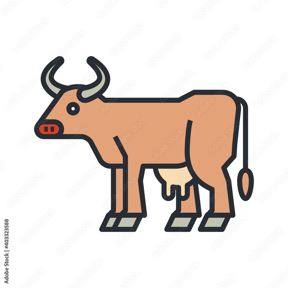 Cow icon. Farm domestic animal, diary cattle symbol. Flat design for ...