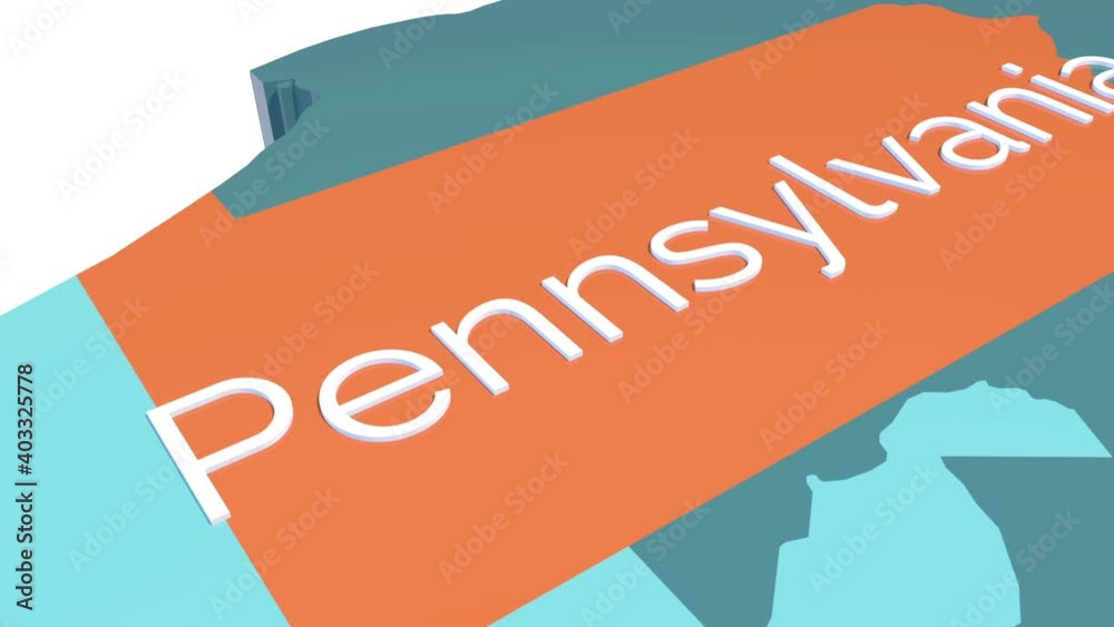 3d map animation showing the state of Pennsylvania from the united ...