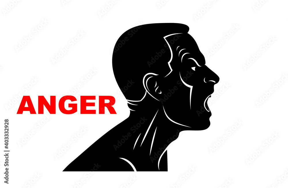 Abuse verbal aggression and anger man face profile screaming and ...