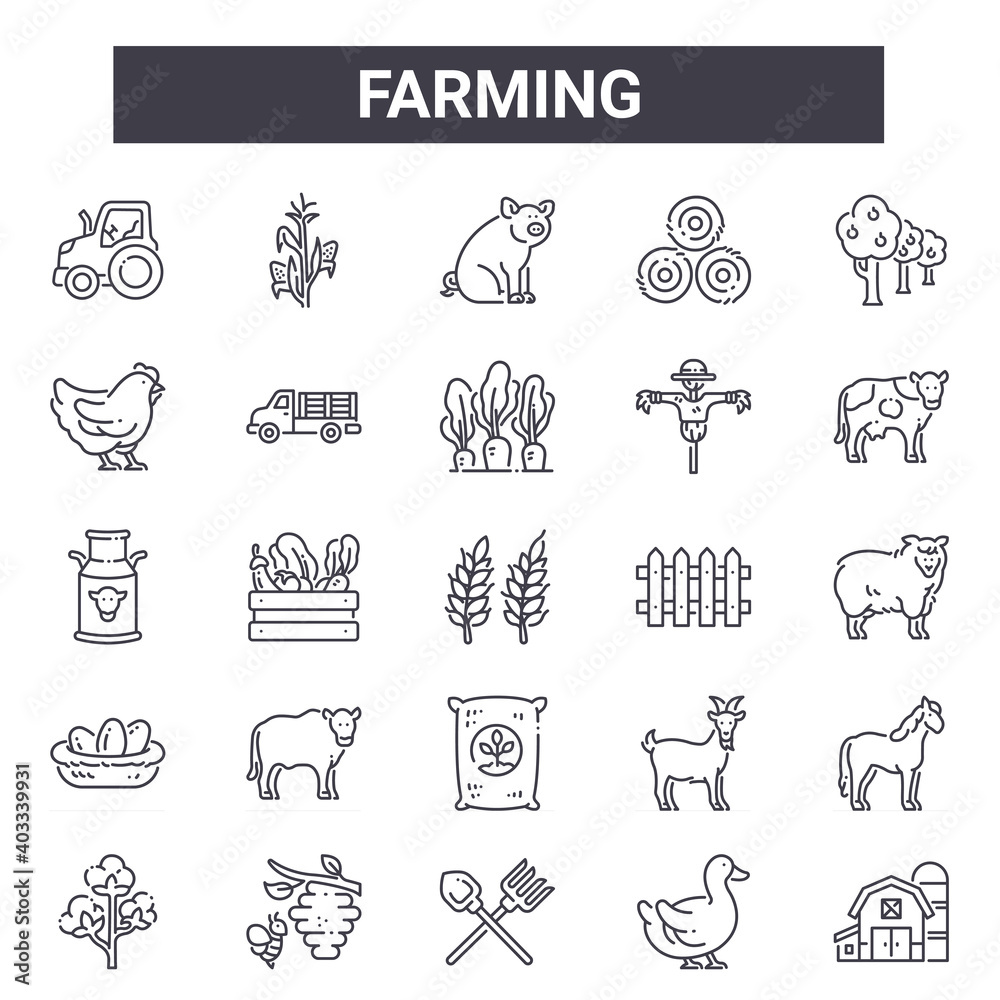 farming outline icon set. includes thin line icons such as tractor ...