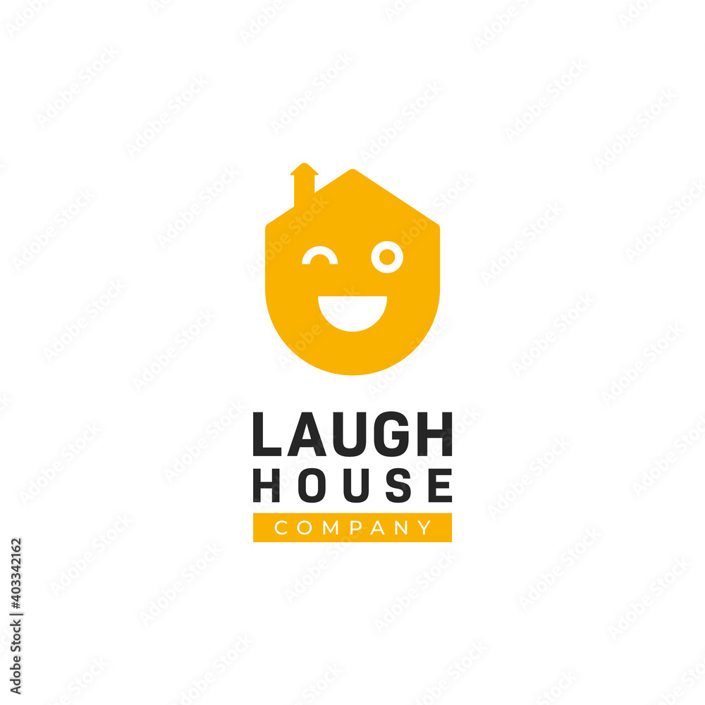 Happy home fun comedy laugh house logo, house logo with big laugh smile ...