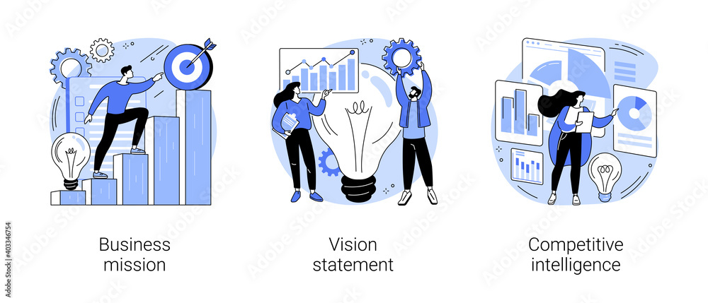 Strategic business planning abstract concept vector illustration set ...