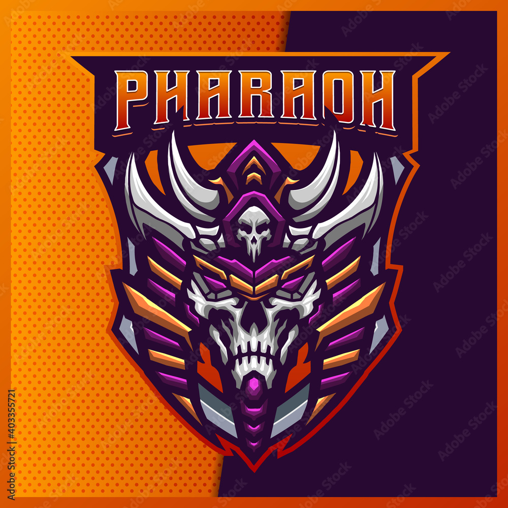 Vecteur Stock Pharaoh Skull esport and sport mascot logo design with ...