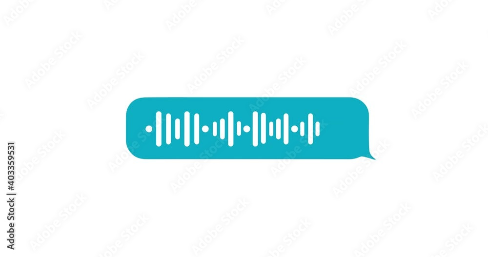 Blue voice message bubble animation. Record voice message symbol ...