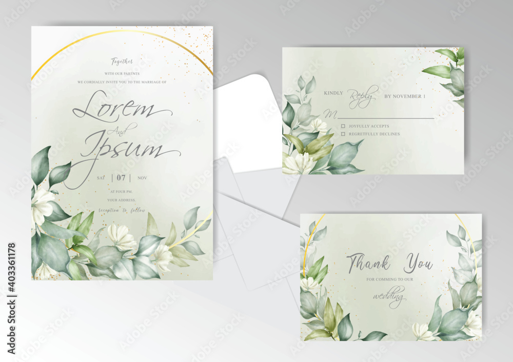 Editable Wedding Invitation card set template Stock Vector | Adobe Stock