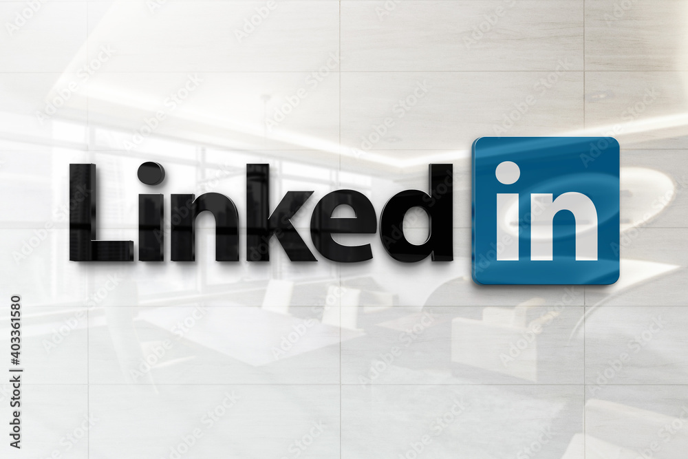 linkedin on glossy realistic texture Stock Photo | Adobe Stock