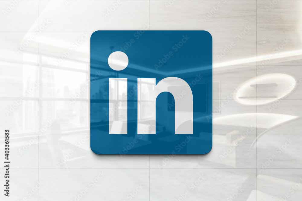 linkedin icon 2 on glossy realistic texture Stock Photo | Adobe Stock