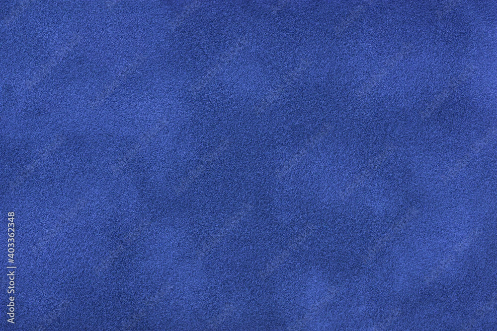 Navy blue matte background of suede fabric, closeup. Velvet texture of ...