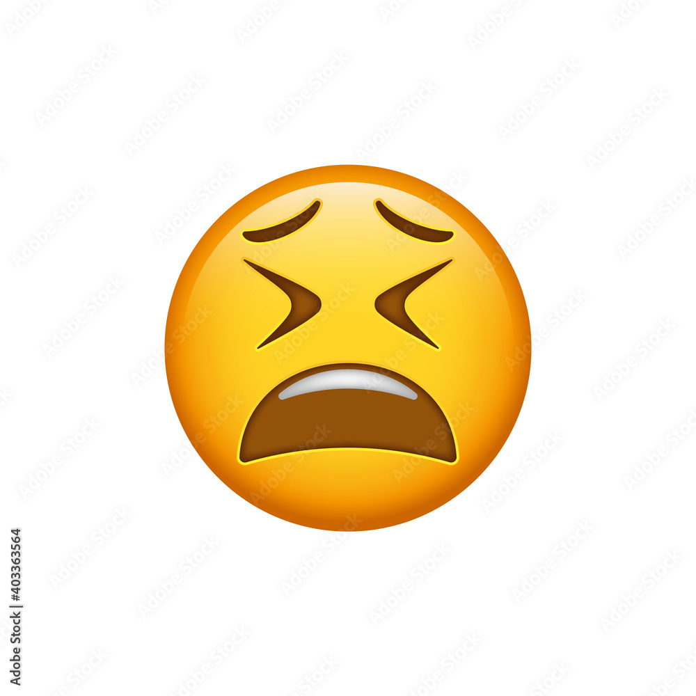 Distraught emoji Face, Tired emoticon, Exhausted Fed Up character Stock ...