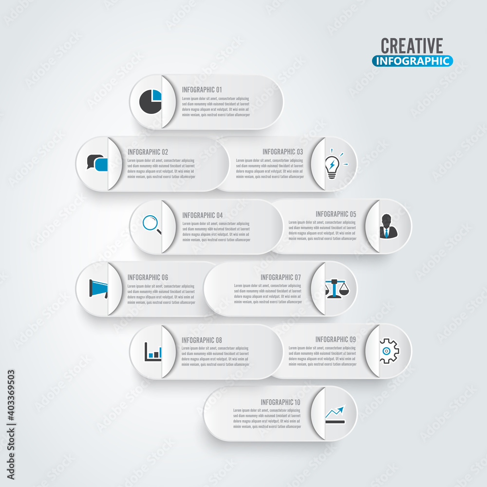 Business data visualization. Process paper chart. Abstract elements of ...