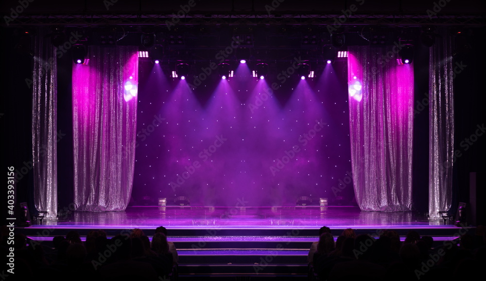 Theater lights spotlights over the stage, texture background for design ...