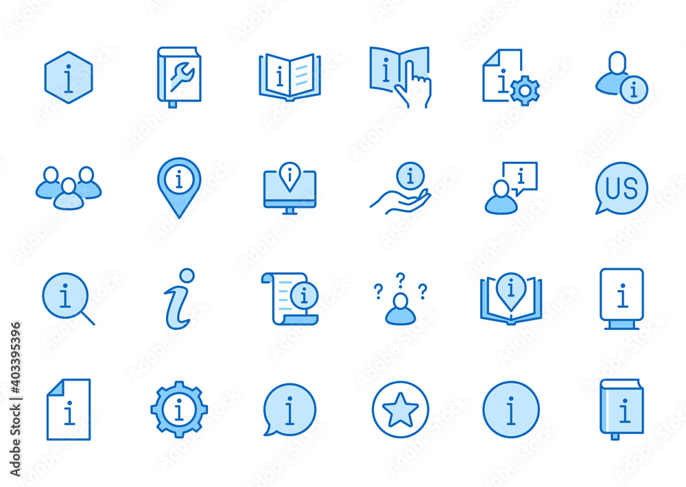 Information line icon set. Privacy policy, manual, rule, instruction ...