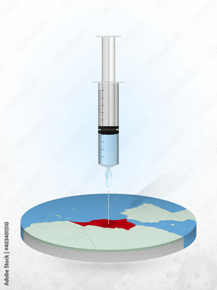 Vaccination of Morocco, injection of a syringe into a map of Morocco ...