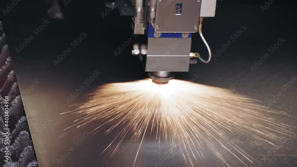 Laser cutting machine for sheet metal. close-up. modern machine with ...