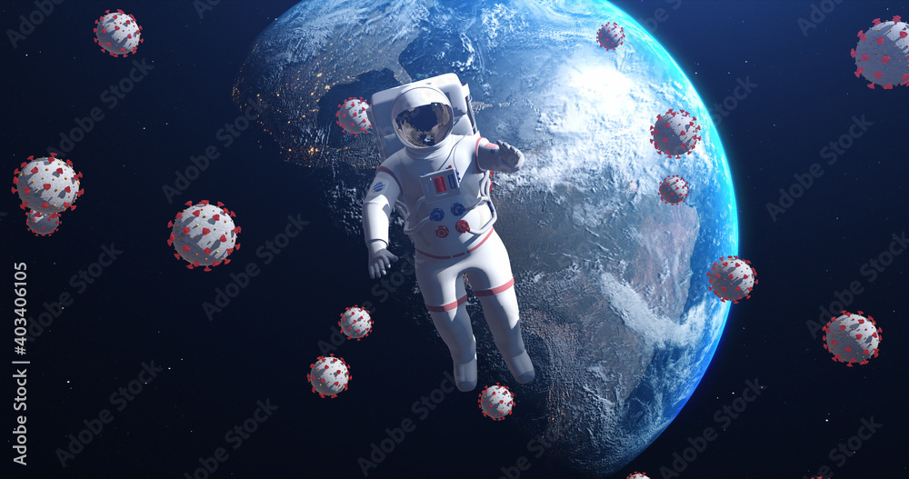 Planet Earth Infected By Virus. Astronaut In Space Trying To Escape ...