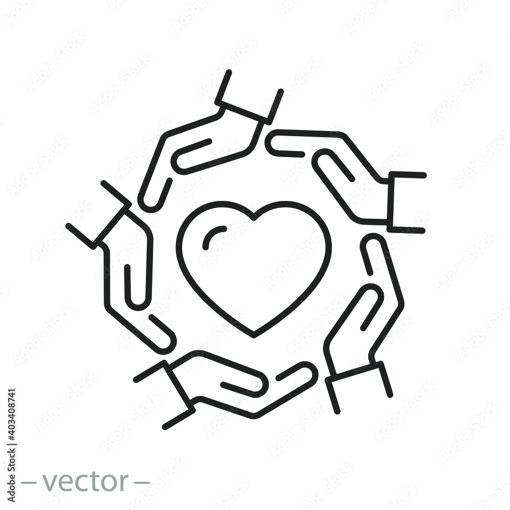 hands holding heart icon, community concept charity or donate, social ...
