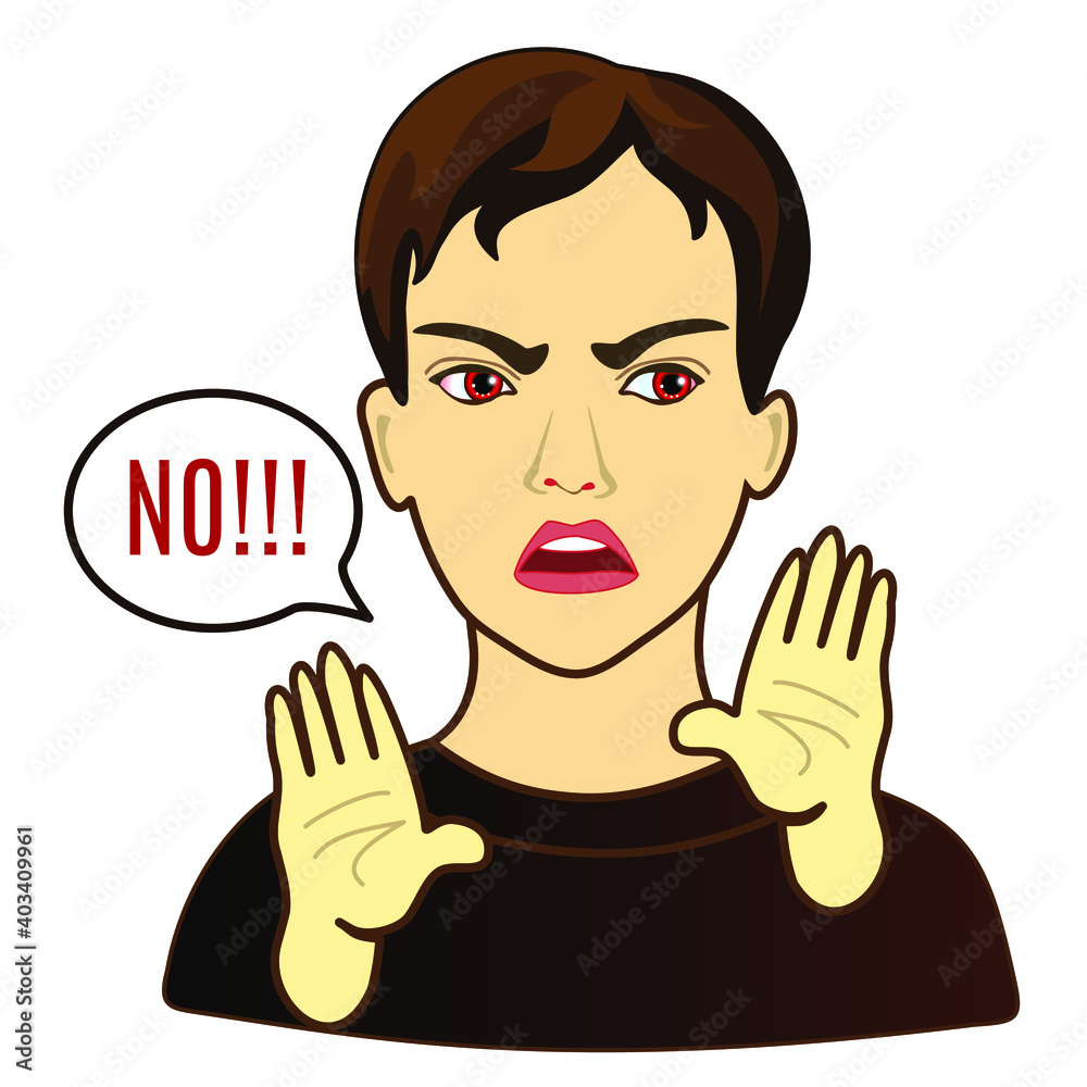Emoji with a man who shows a gesture with his hands and says No, simple ...