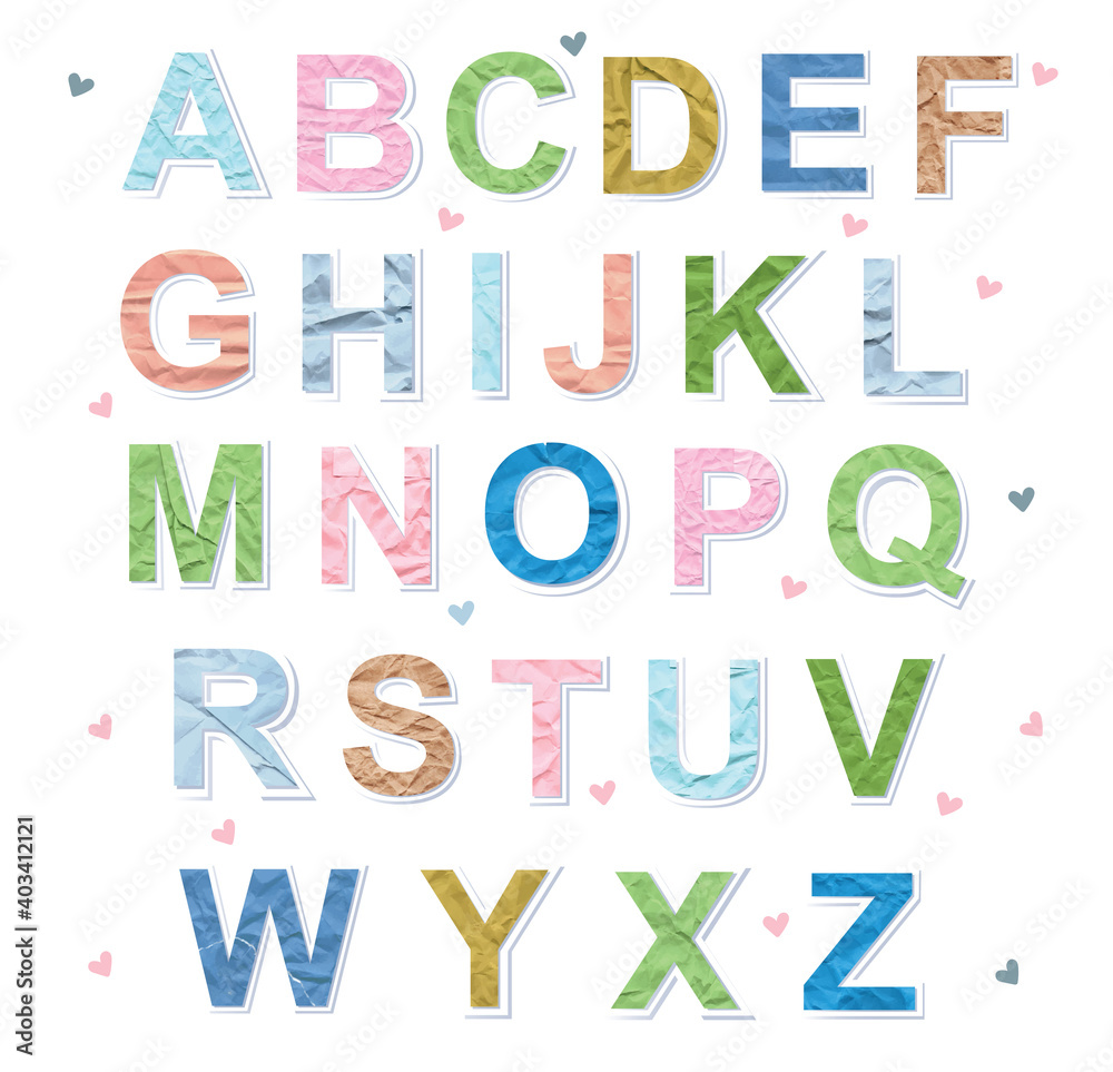 ABC latin alphabet colors paper handmade Stock Vector | Adobe Stock