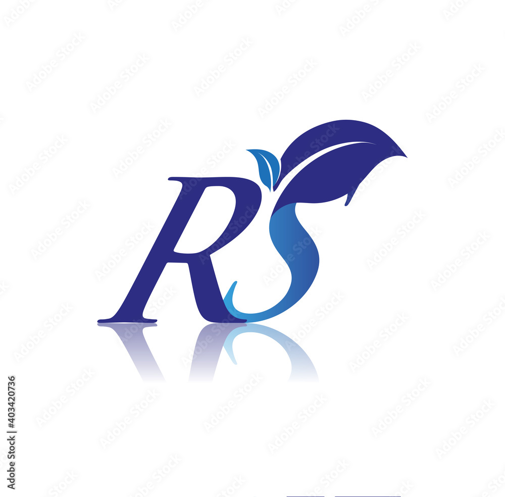 Initial Letter RS With Leaf Logo, colored blue nature and environment ...