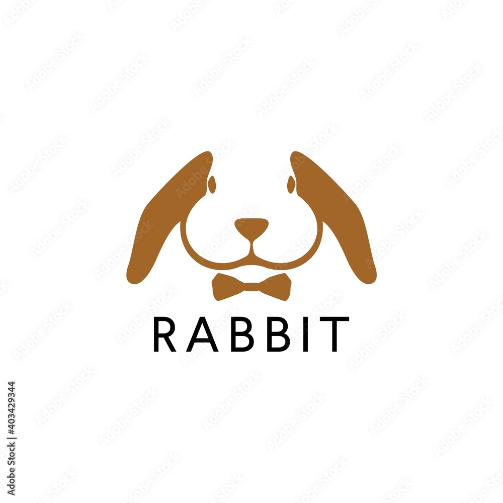 Rabbit logo design inspiration, rabbit logo design with bowtie vector ...