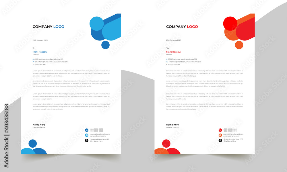 Letterhead Design Template A4 Size print Ready with Color variation ...