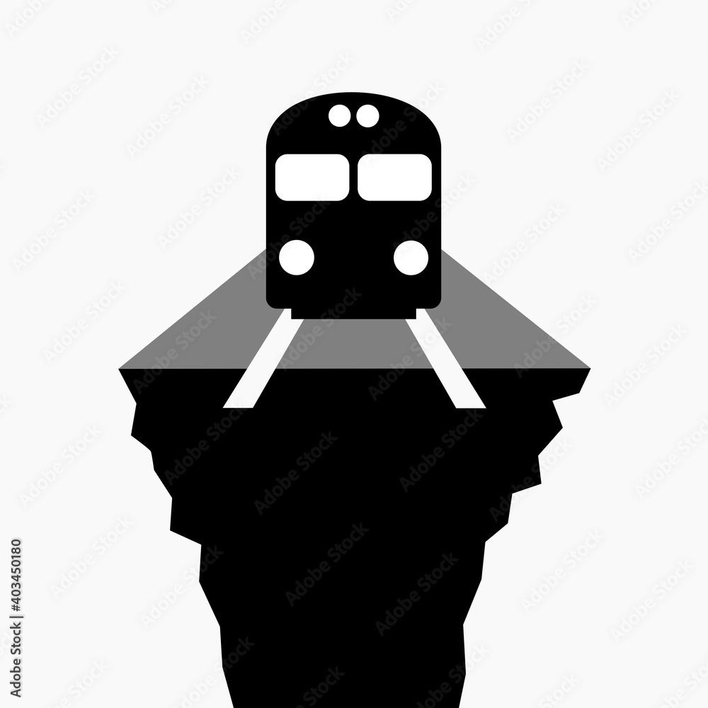 Railroad track is ending and train is goint to fall into ravine and ...