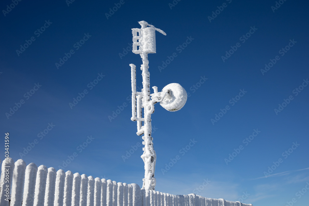 Meteorological Tower with measurement equipment, satellite dish ...