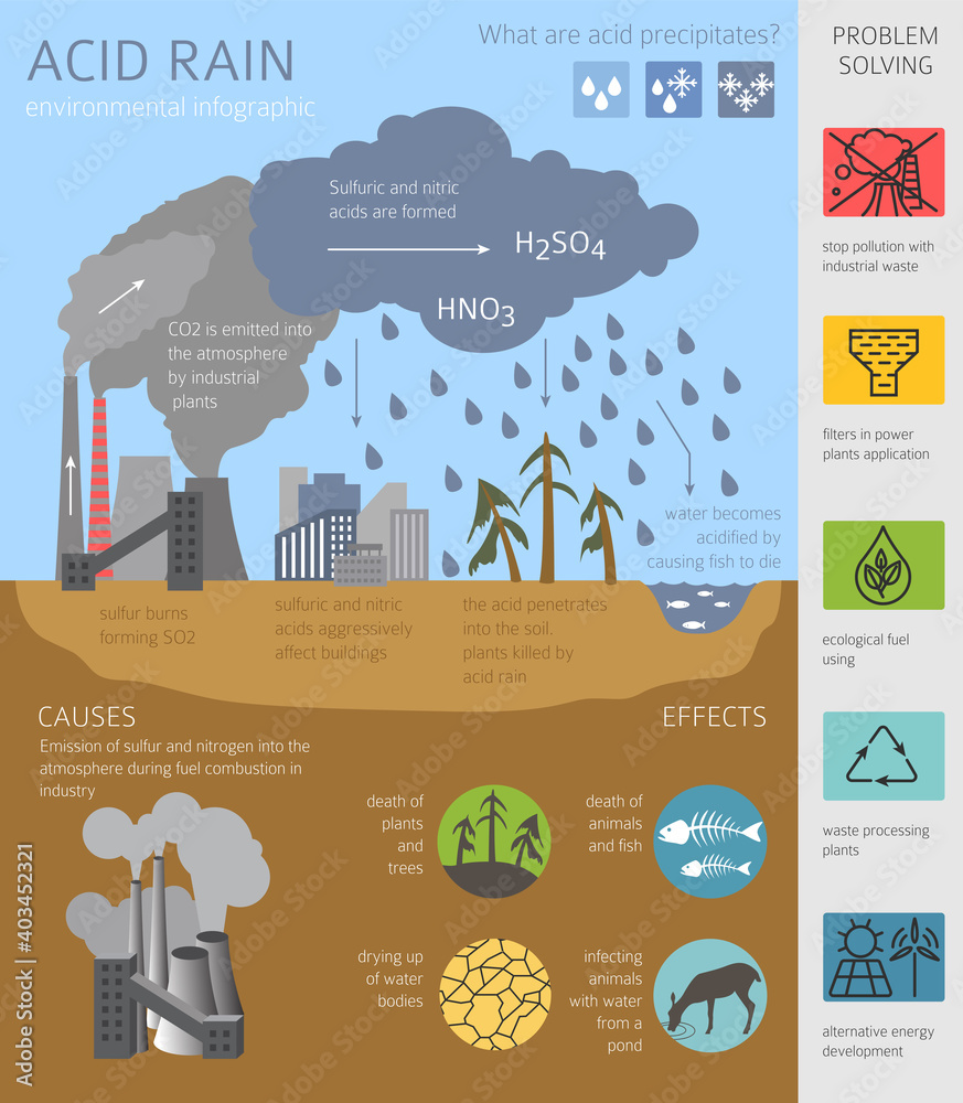 Global environmental problems. Acid rain infographic Stock Vector ...