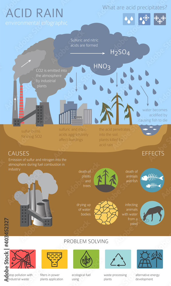 Global environmental problems. Acid rain infographic Stock Vector ...