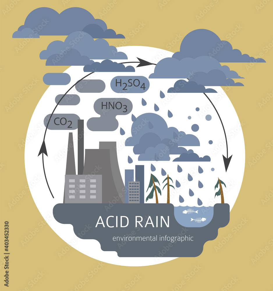Global environmental problems. Acid rain infographic Stock Vector ...