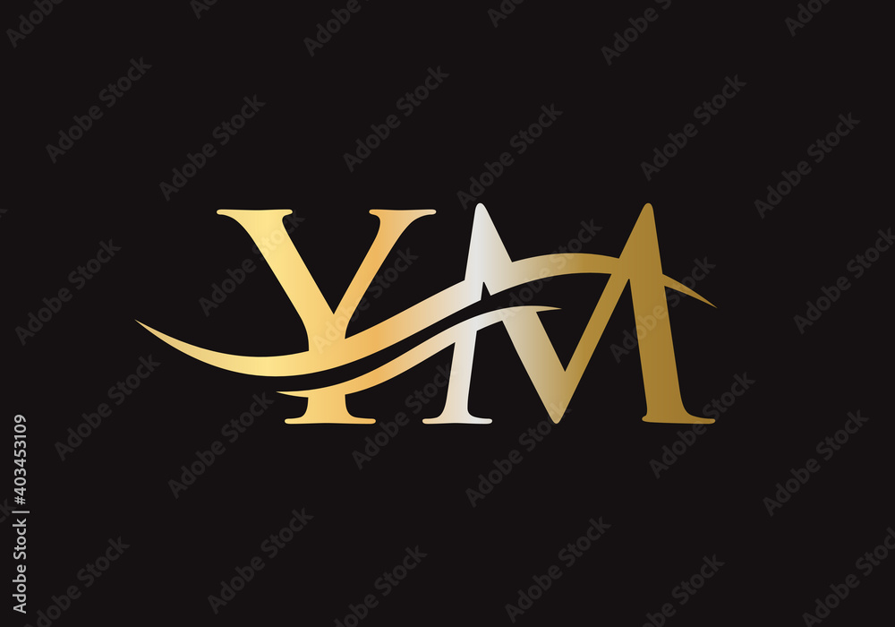 Premium Letter YM Logo Design with water wave concept. YM letter logo ...