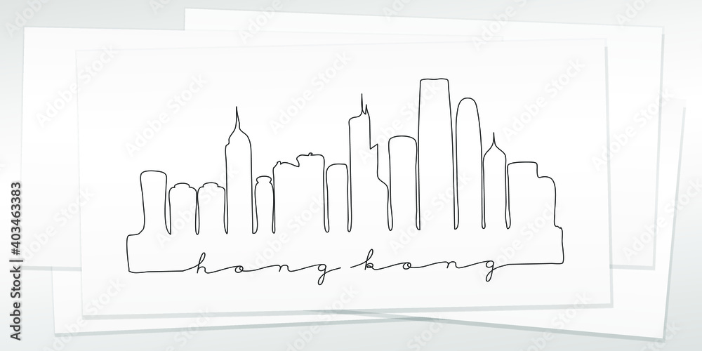 Hong Kong Doodle Skyline Hand Drawn. City One Line Art Illustration ...