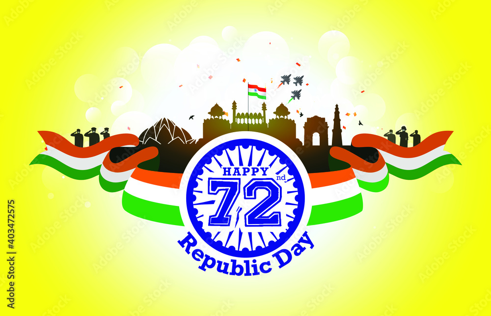 Republic day of India 72 celebration background, 26 January Indian ...