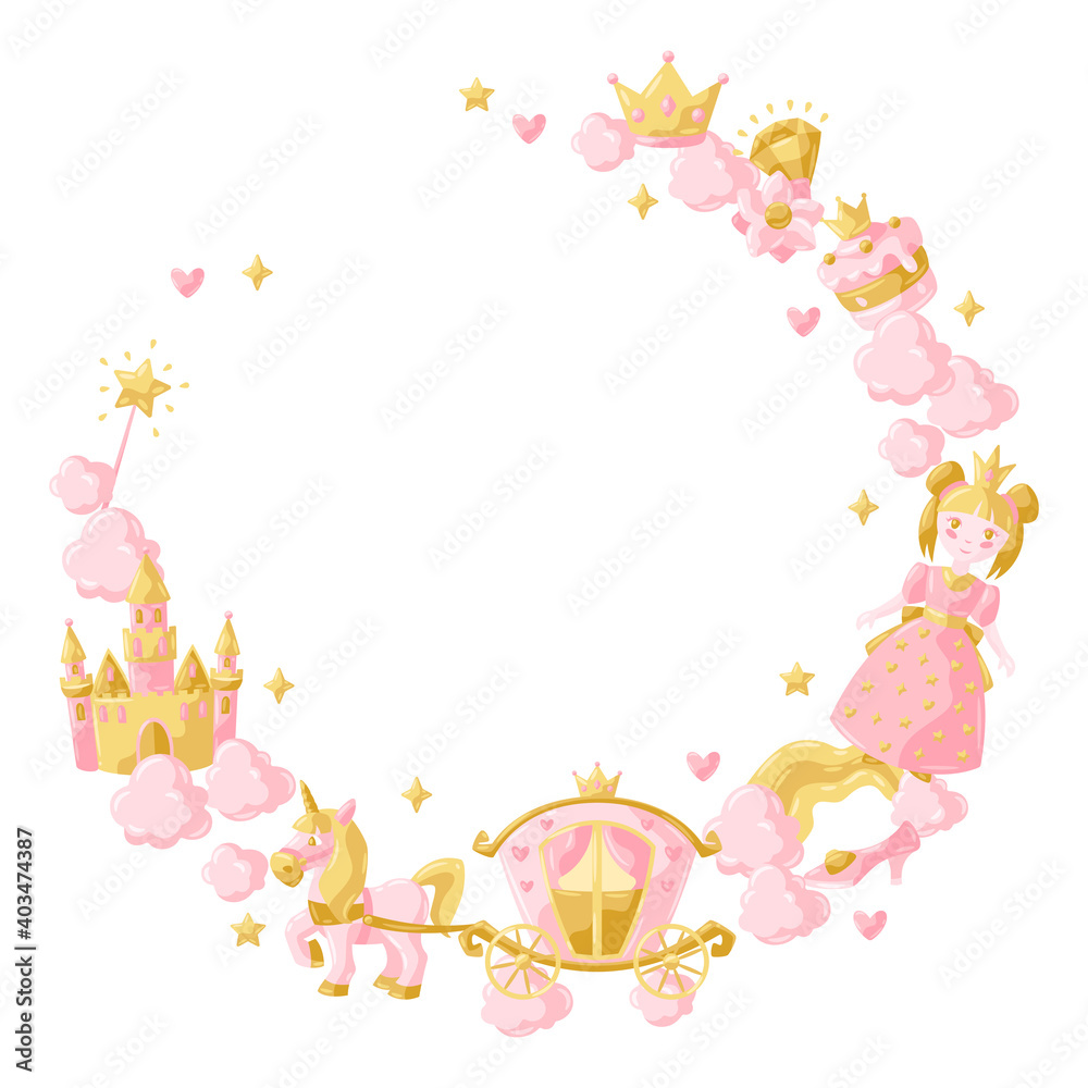 Princess party items frame. Stock Vector | Adobe Stock