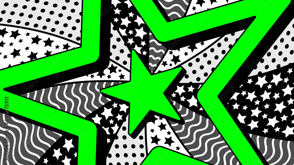 Op Art. Green stars. Rotation. Dynamic background. Abstract motion ...