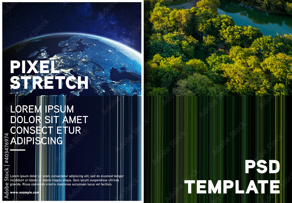 Pixel Stretch Poster Design Stock Template | Adobe Stock