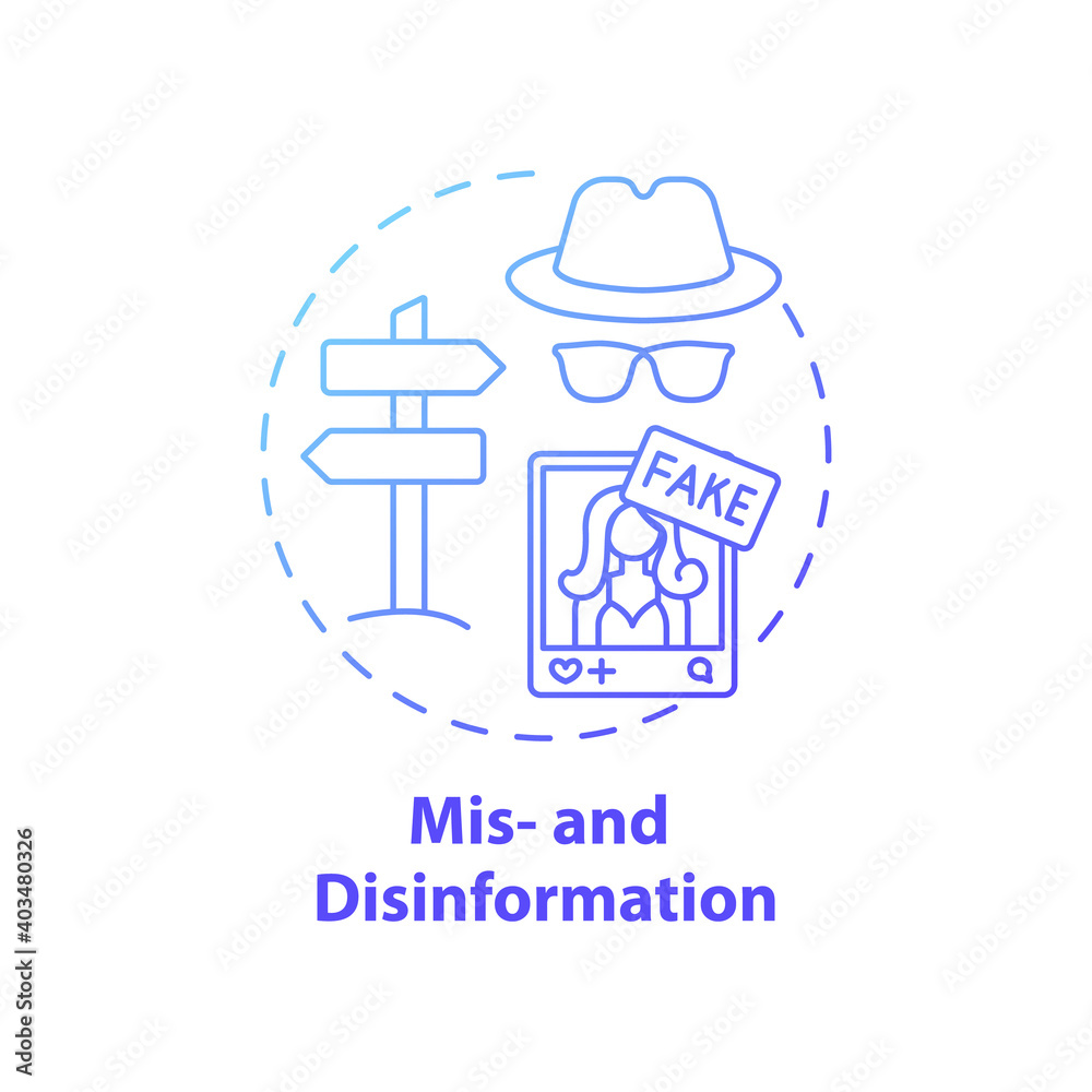 Misinformation and disinformation concept icon. Social media ...