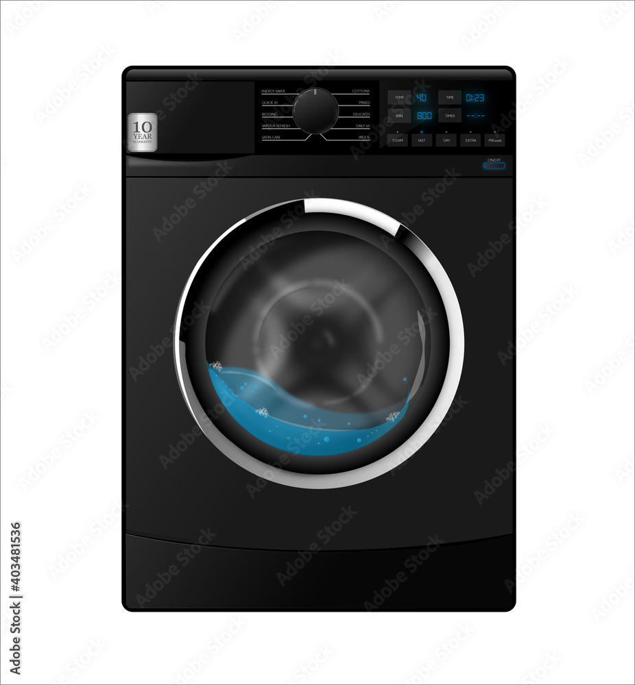 Washing machine isolated on white background realistic illustration ...