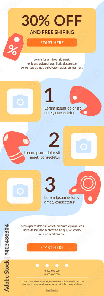 Special offer vector newsletter template. Simple style promotional ...