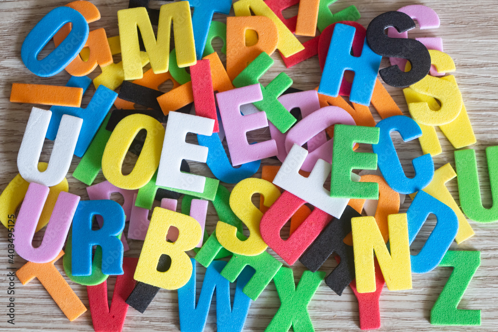 Colored letters in foam for teaching alphabet to children Stock Photo ...