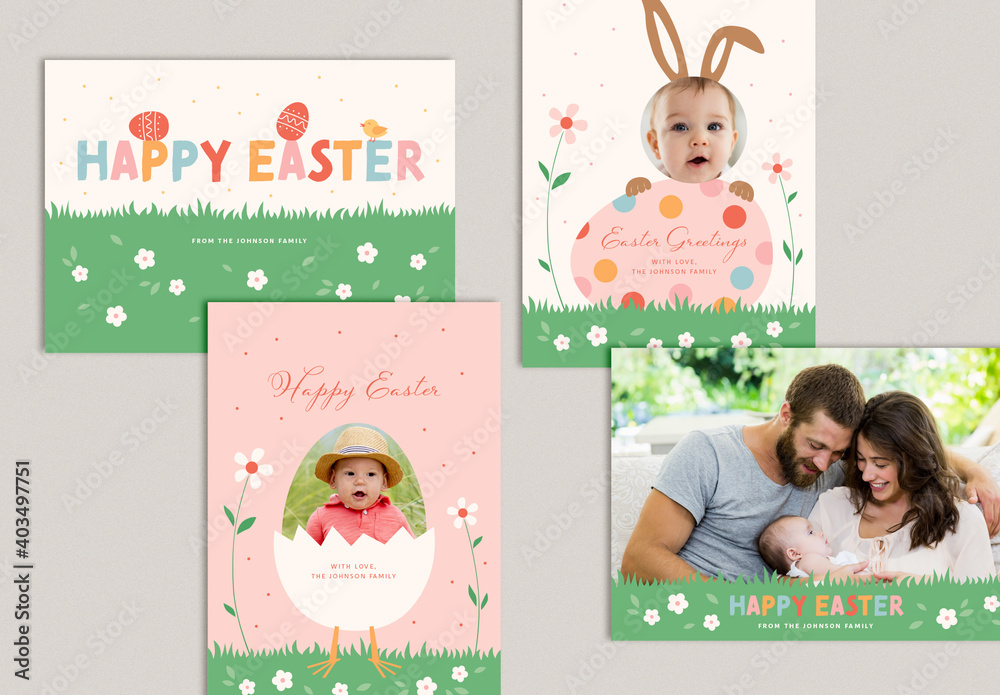 Easter Photo Greeting Card Layouts Stock Template | Adobe Stock